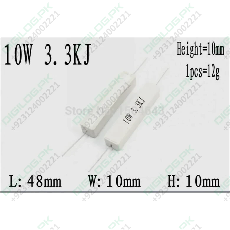 10w 3.3k ohm cement resistor in lahore pakistan - Digilog.pk