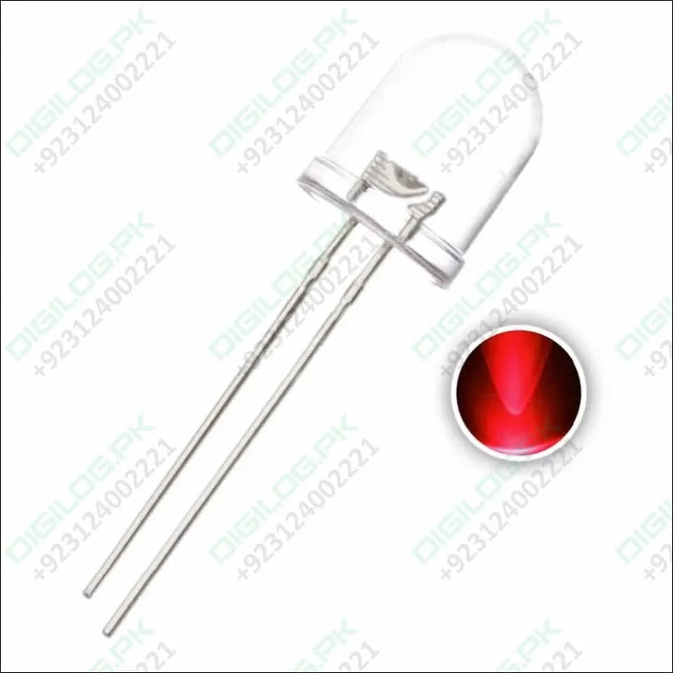 10mm Crystal Red Led Light Emitting Diode - Digilog.pk