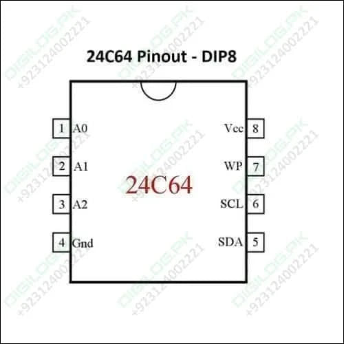 24C64 Serial EEPROM 64K Memory IC In Pakistan - Digilog.pk