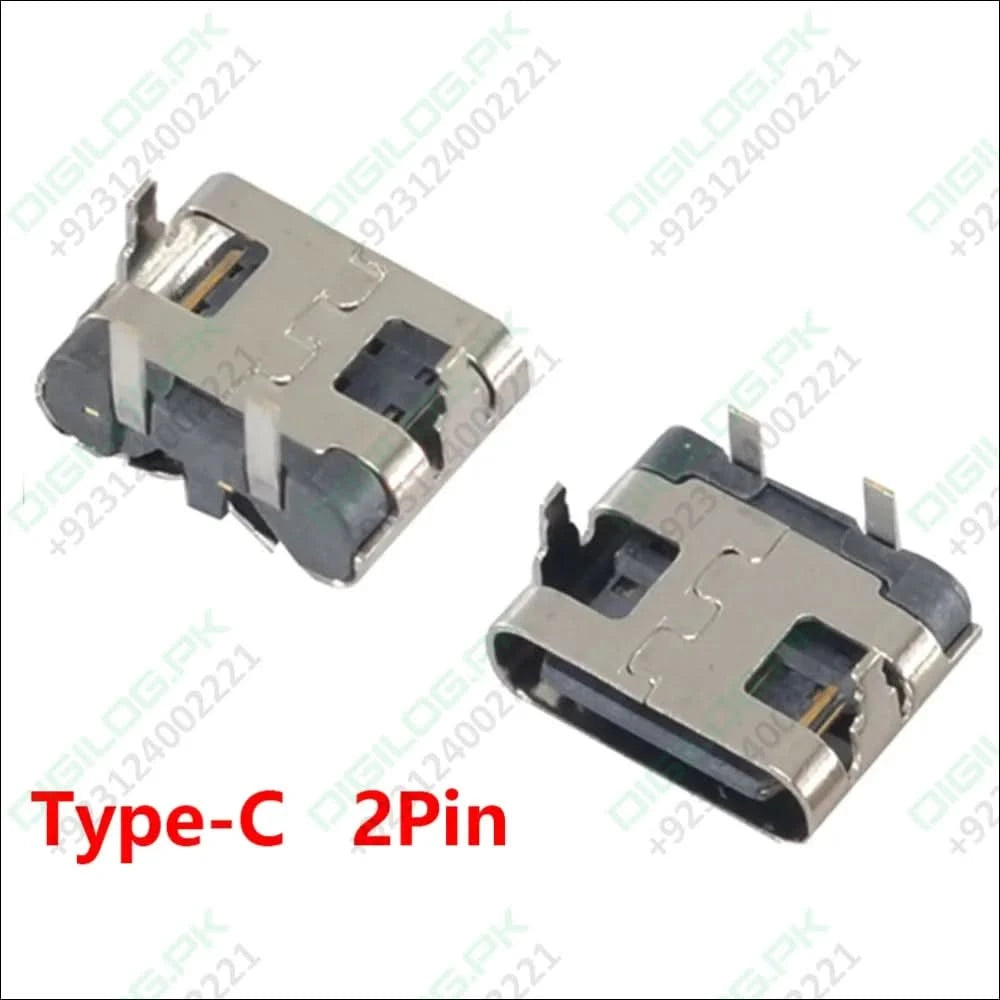 2 Pin USB Type C Connector Socket USB 3.1 Type-C Female Power Jack Doc ...