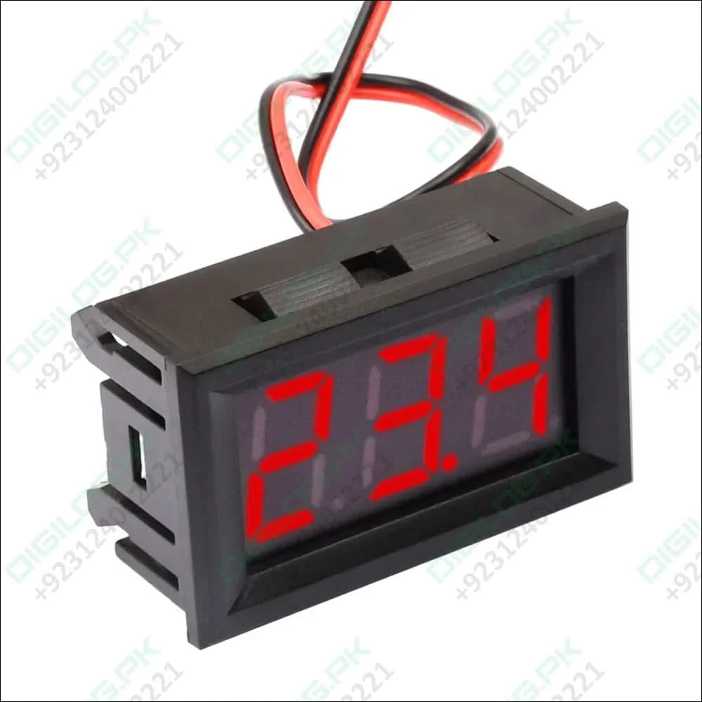 2 Wires 4.5V To 30V DC 3 Digit LED Digital Voltmeter- Red - Digilog.pk