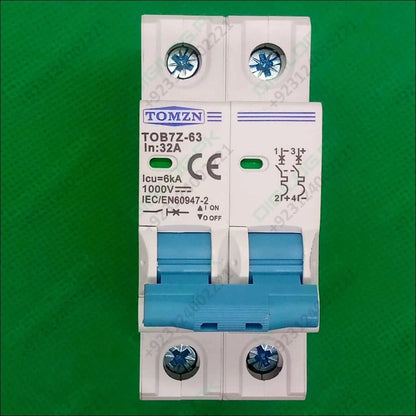 32A TOMZN TOB7Z-63 2P DC 1000V Solar Circuit Breaker - Reliable Protec - Digilog.pk