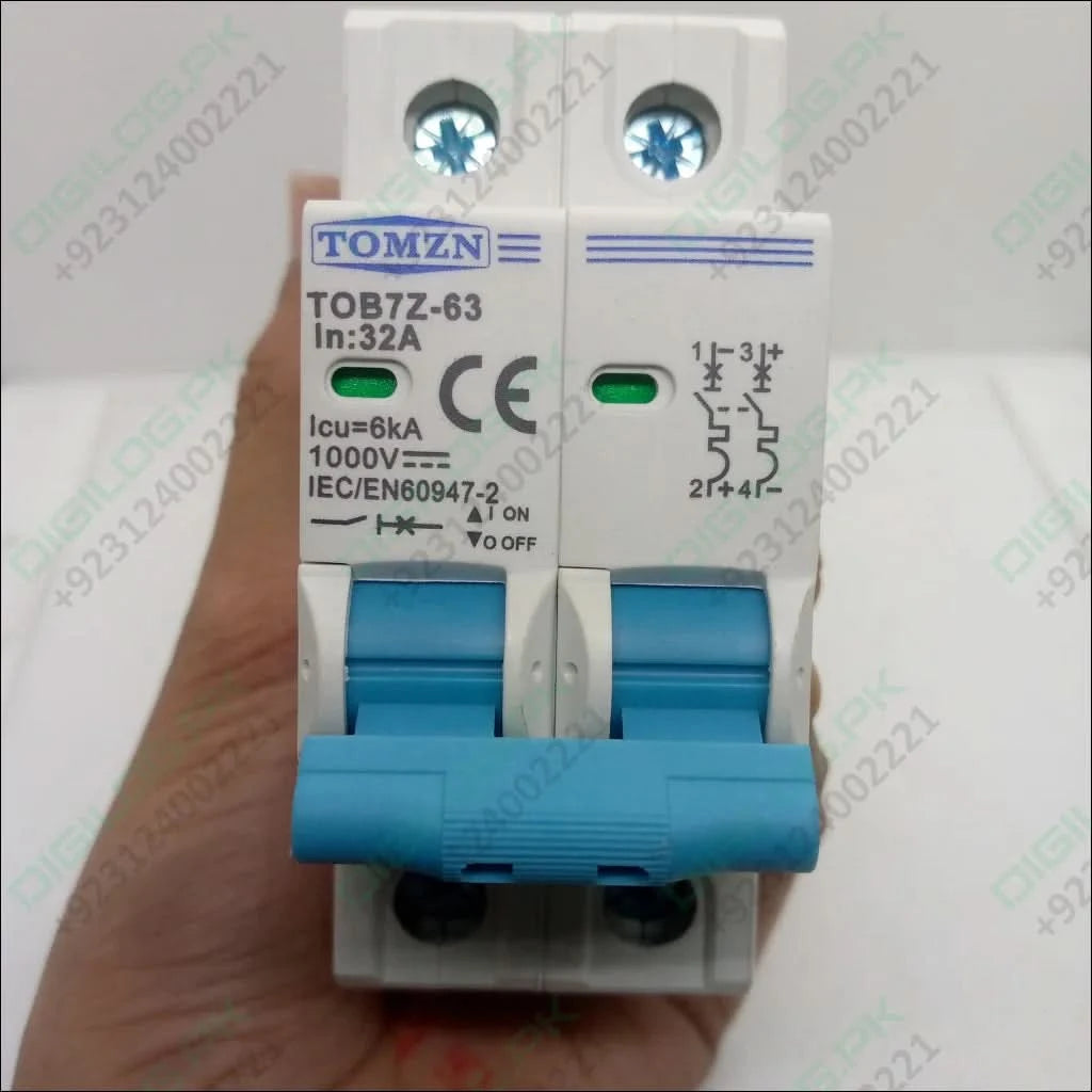 32A TOMZN TOB7Z-63 2P DC 1000V Solar Circuit Breaker - Reliable Protec - Digilog.pk