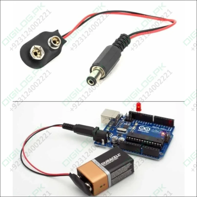 9V Battery Snap Connector to DC Male Power Adapter Cable for Arduino in ...