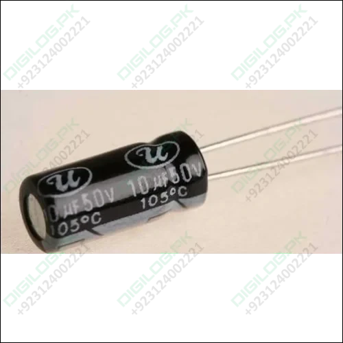Aluminum 10uF 50V Electrolytic Capacitor In Pakistan - Digilog.pk