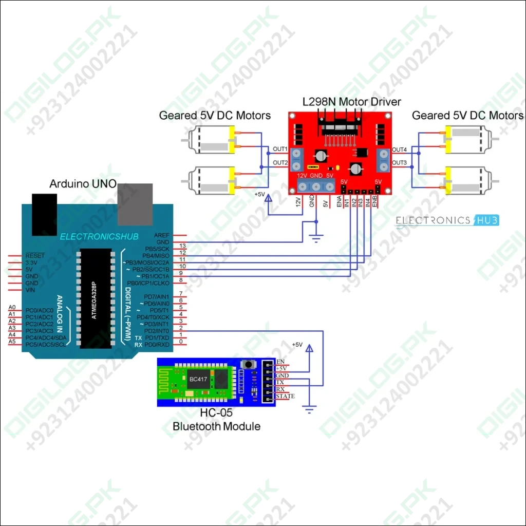 Components Of Making Bluetooth Controlled Robot Using Arduino Just Com