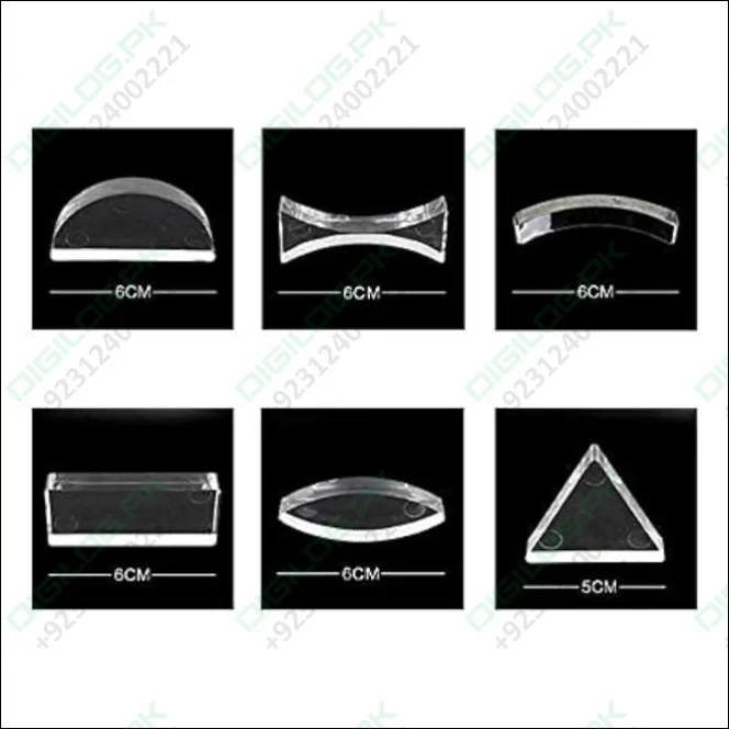 Parallel Lens Kit - 6 Piece Convex Lens Optical Experiment Set - Digilog.pk