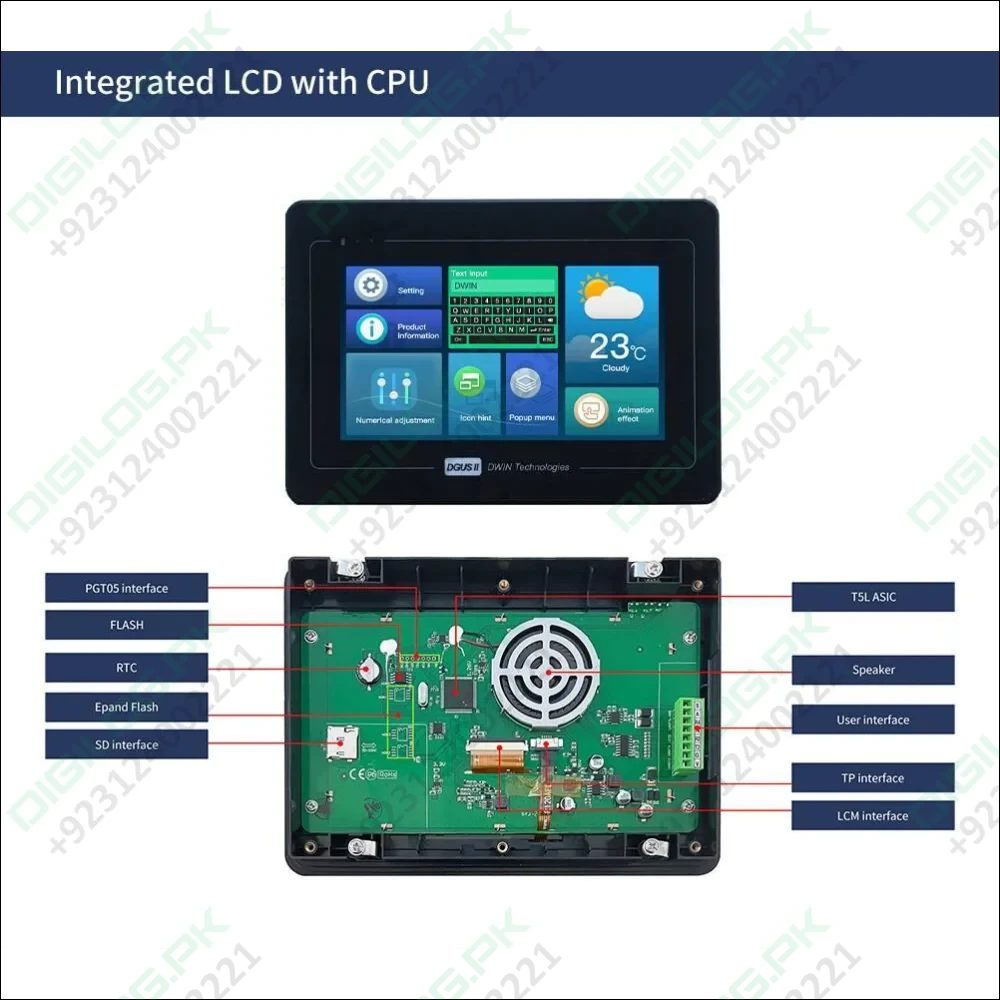 Dwin 7 Inch Industrial HMI LCD Touch Screen 800X480 Display Module Uart RS232 RS485 Smart Panel ...