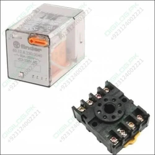 Finder Relay 220VAC 60.12 with 8 pin Socket base In Pakistan - Digilog.pk