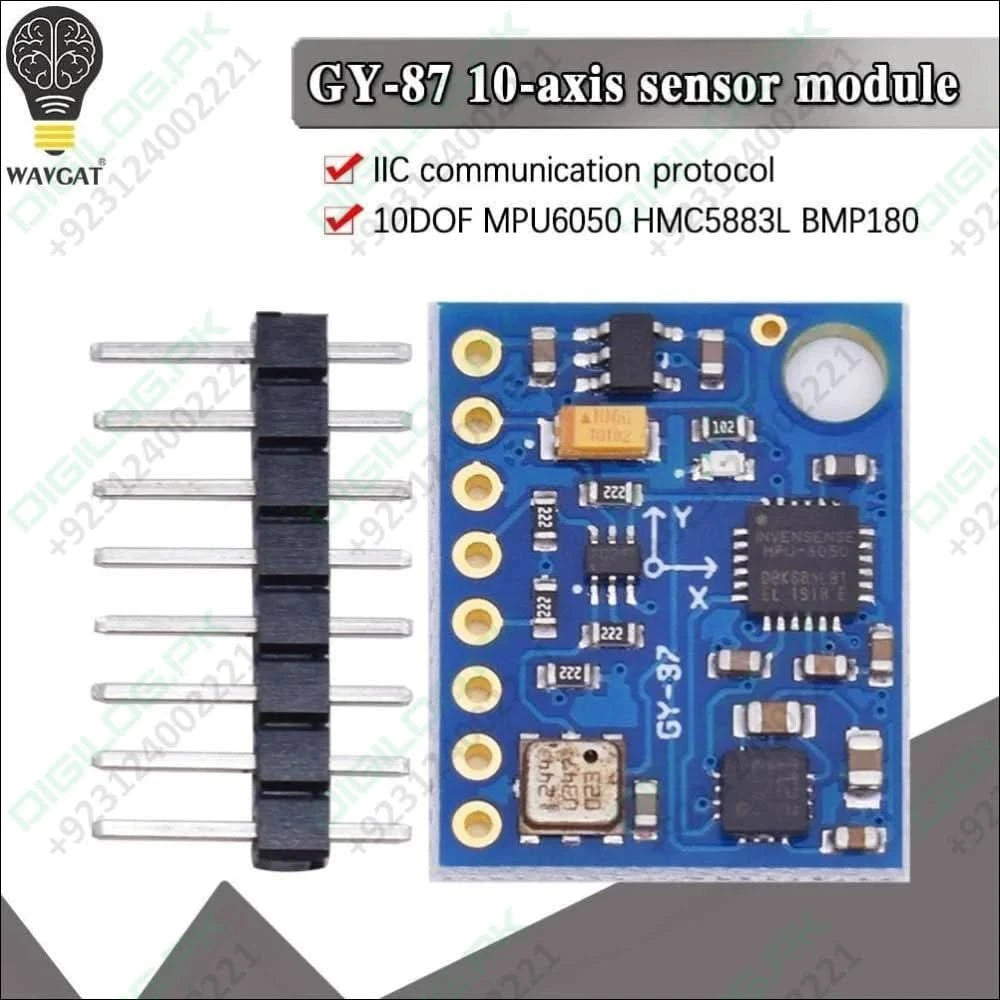 GY-87 IMU Module with MPU6050 HMC5883L BMP085 for Arduino - High Accuracy Sensor - digilog.pk