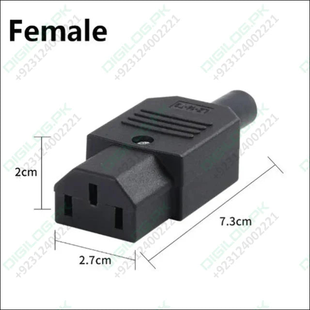 IEC C14 Re-wireable Male Power Connector - Black, 3-Pin - Digilog.pk