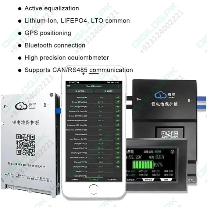 JK 8S 60A BMS - 400mA Active Balancing Smart - Digilog.pk