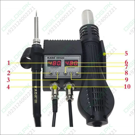 KADA Digital SMD Rework Station 8892D 2 in 1 Hot Air Gun And Soldering ...