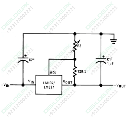 LM337 Adjustable -VE Voltage Regulator - Digilog.pk