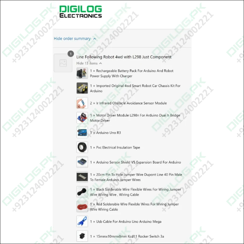 Buy Line Following Robot 4wd with L298 - Rechargeable Battery Pack, Motor Driver Module L298n ...