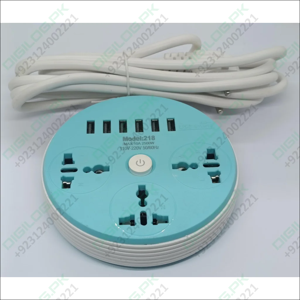 Power Extension Lead with 3 Sockets and 6 USB Ports - Digilog.pk