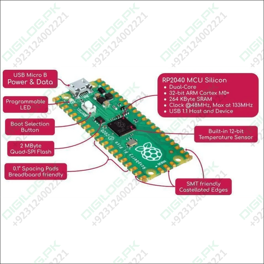 Raspberry Pi Pico RP2040 Microcontroller In Pakistan - Digilog.pk