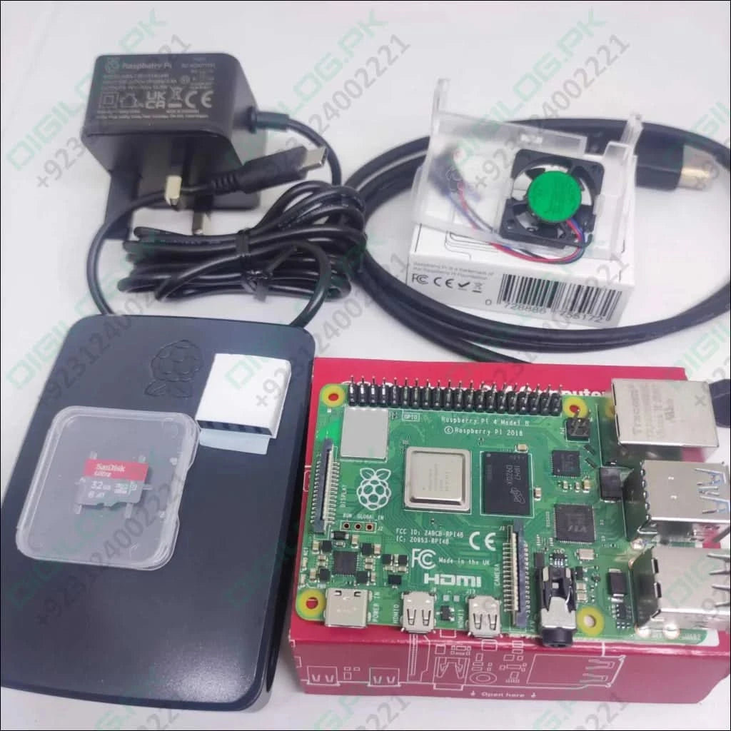 Raspberry Pi 4 4GB Ram Starter Kit | Basic Starter Kit with Memory Card & Data Cables - digilog.pk