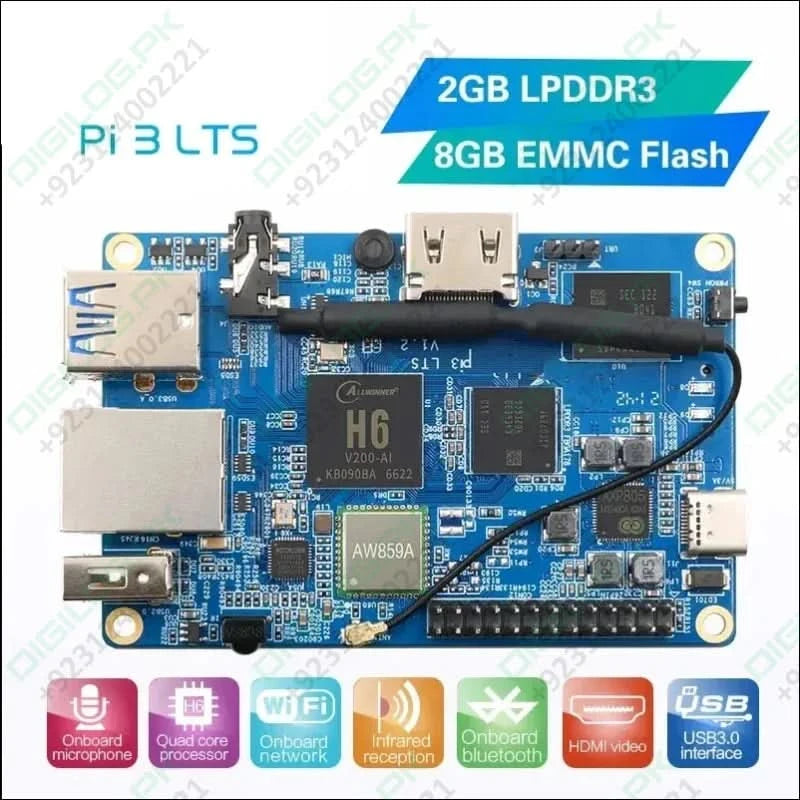 Pre Order Orange Pi 3 LTS Single Board Computer 2GB RAM AllWinner H6 8 - Digilog.pk