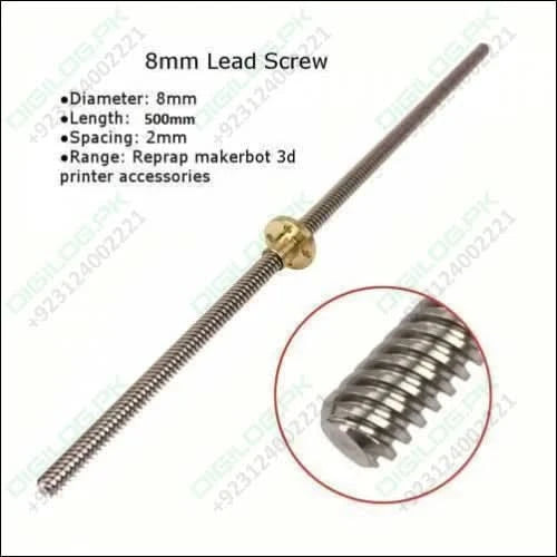 500mm Trapezoidal 4 Start Lead Screw (Pakistan) - digilog.pk