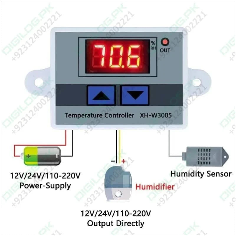 Digital Humidity Controller XH-W3005: Adjustable 220v 10a Hygrometer Switch Controller - Digilog.pk