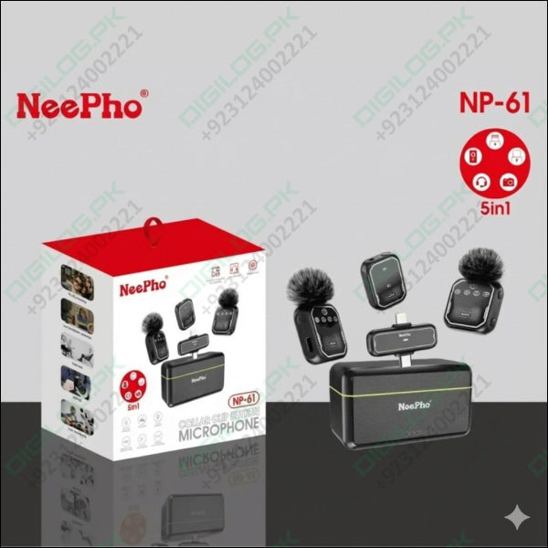 Neepho NP-61 Wireless Microphone 5-in-1 Lavalier Mic - Professional Audio
