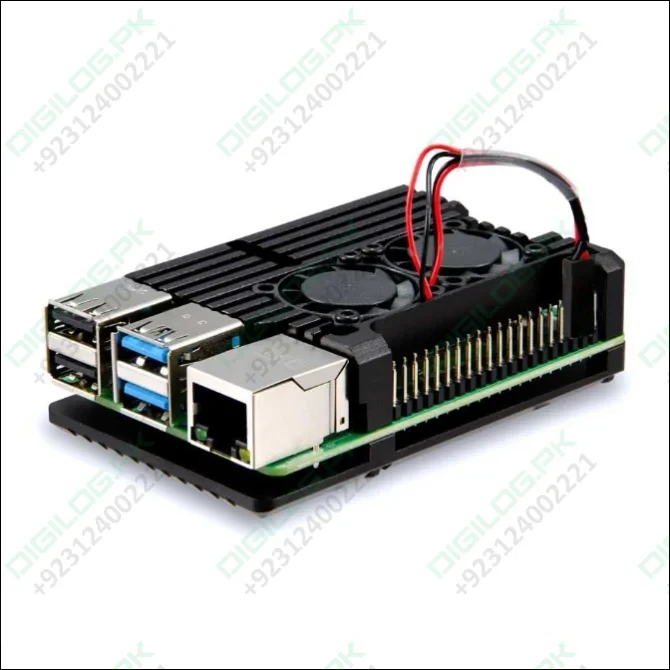 Raspberry Pi 5 Aluminum Heatsink Case with Dual Fan - Digilog.pk